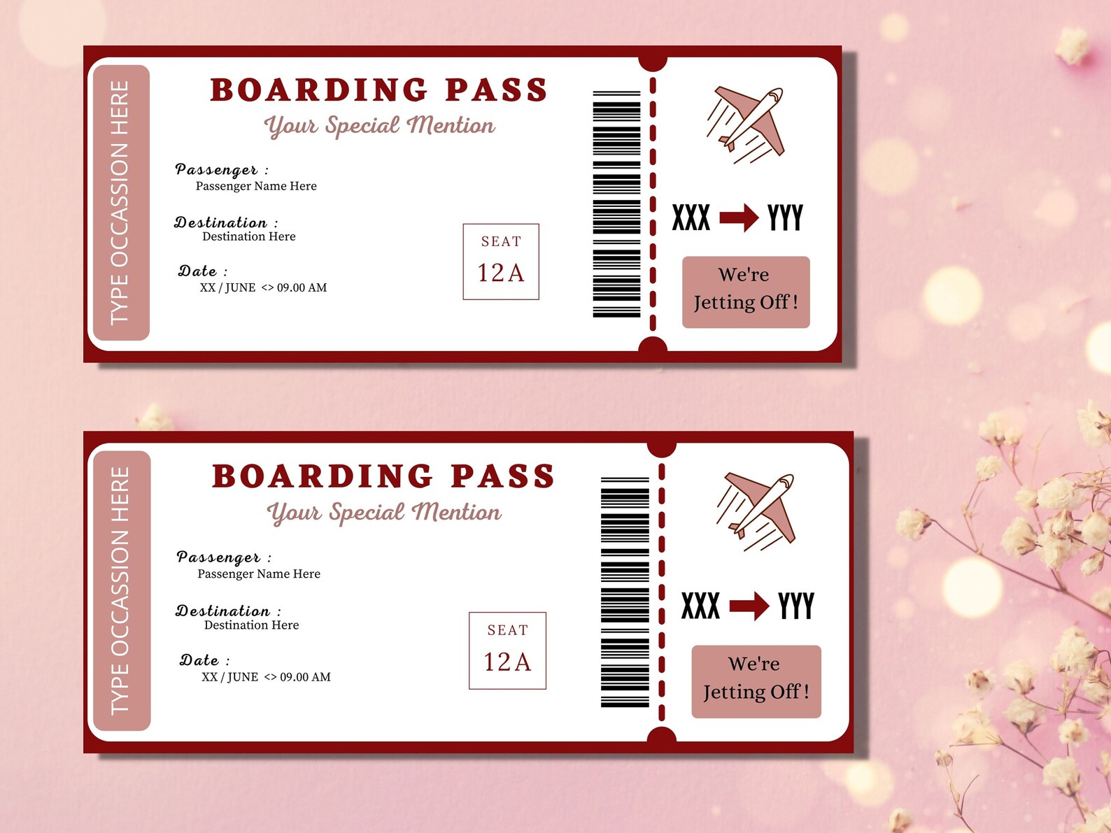 Boarding Pass Template for Surprise Trip, Airline Ticket, Fake Flight ...