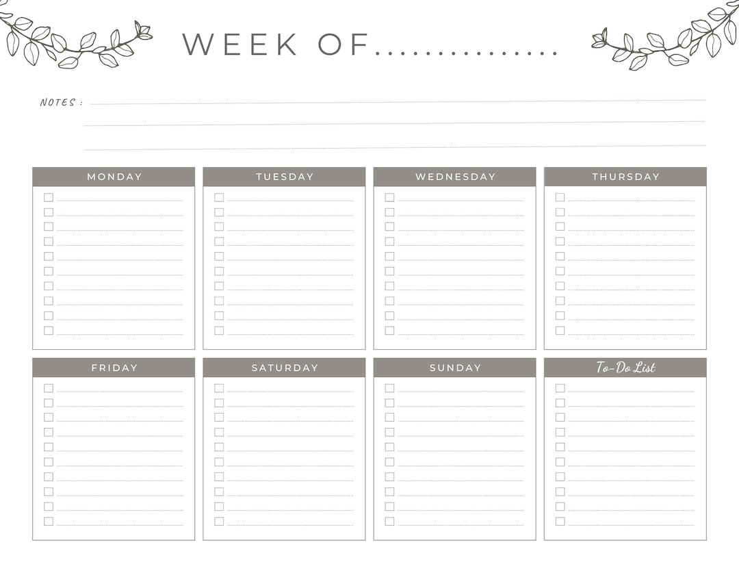 Printable Weekly Planner, to Do List - Etsy
