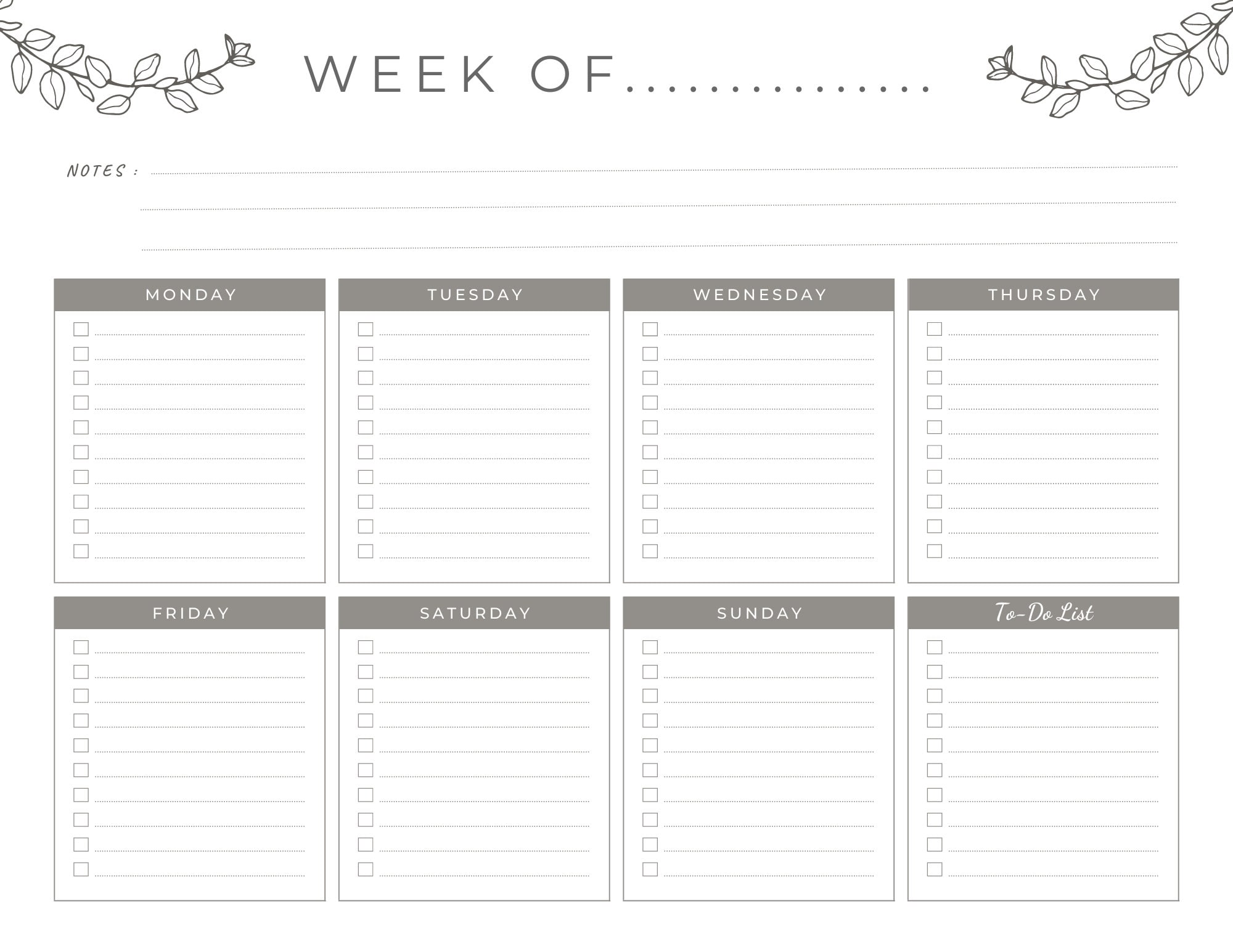 Printable Weekly Planner, to Do List - Etsy