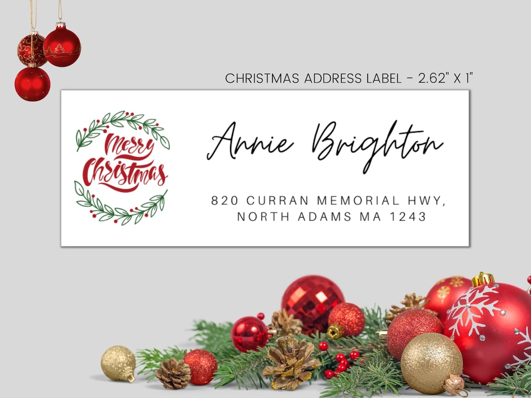 Editable Return Address Label Template, Printable Christmas Return ...