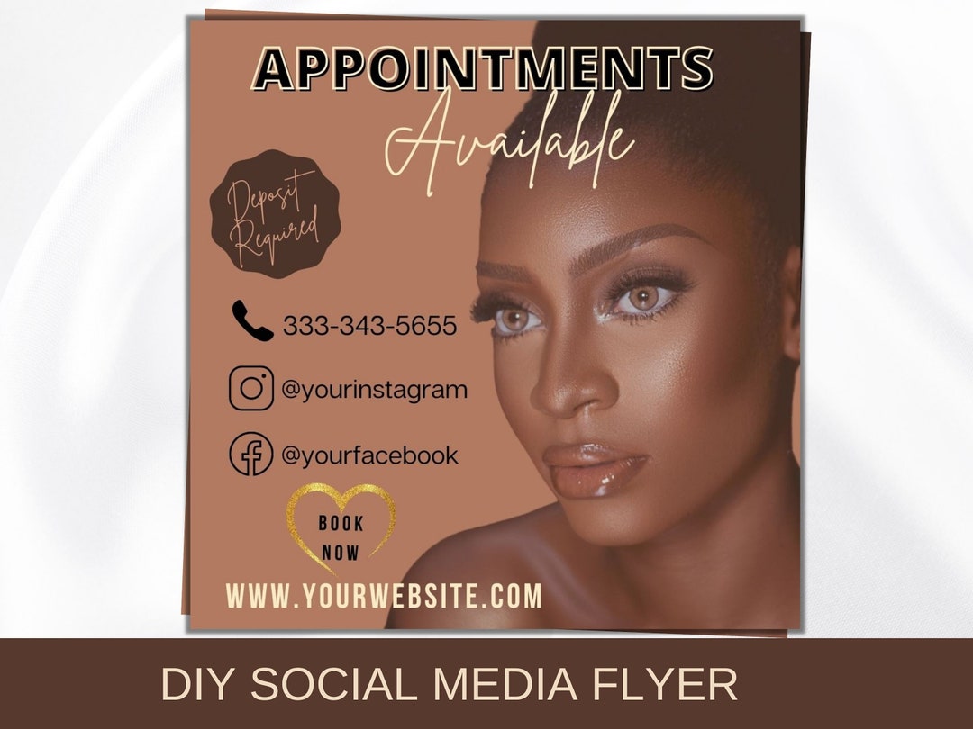DIY Appointments Available Flyer for Social Media, Editable Book Now ...