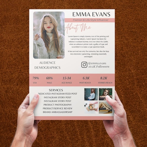 Media Kit Template for Influencer and Blogger Rate Sheet - Etsy