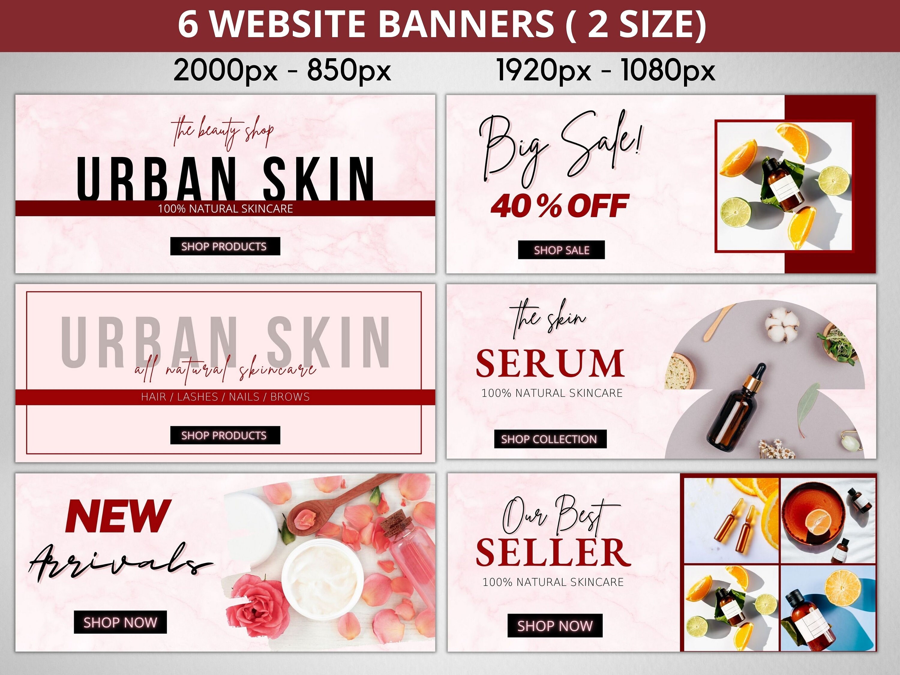 Shopify Theme Template Skincare Website Banner Premade - Etsy