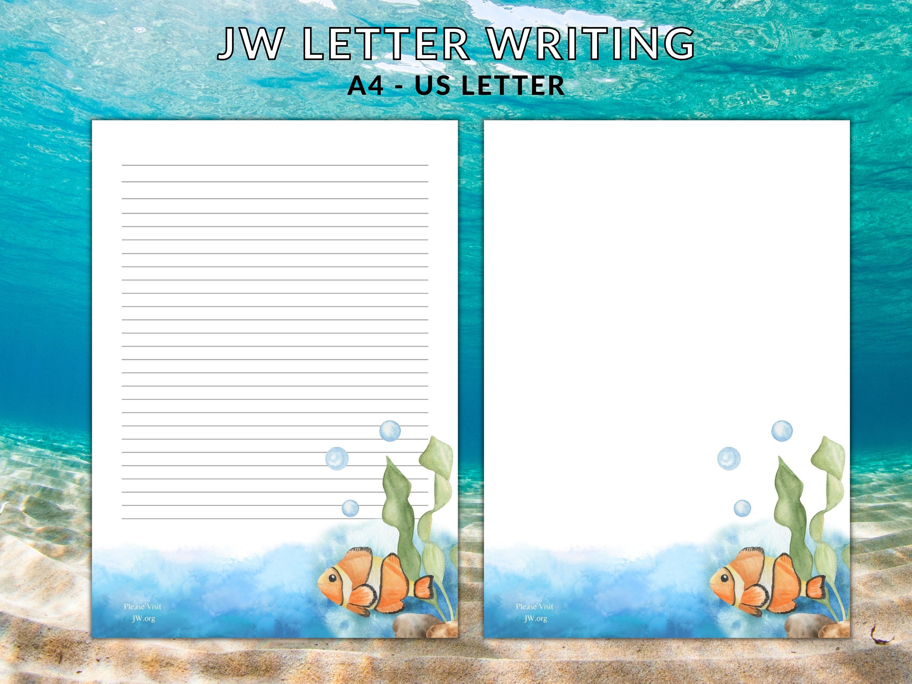 JW Letter Writing Paper, Sea Theme, Fish Stationery - Etsy
