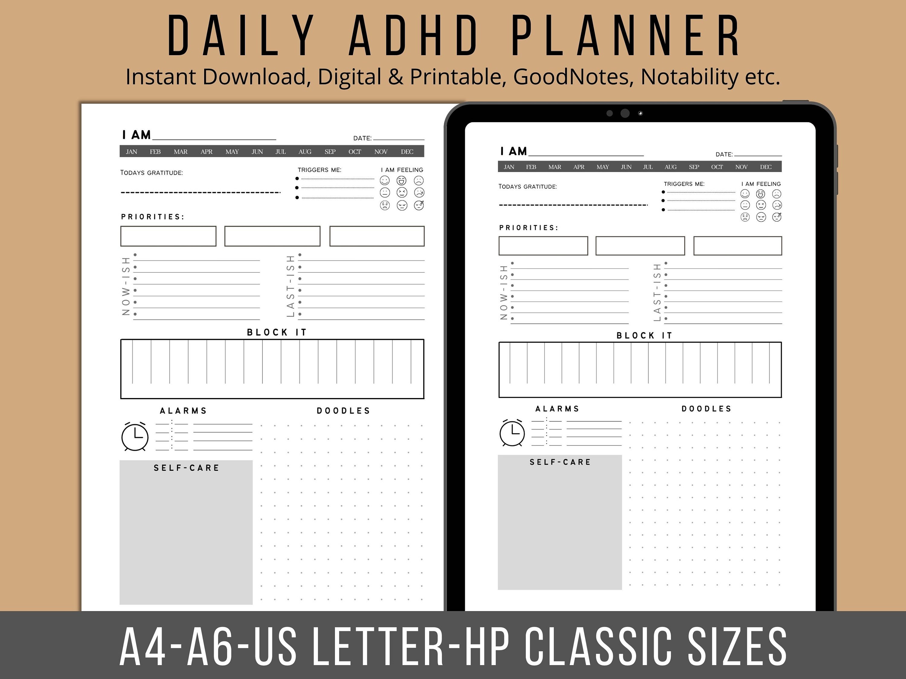 Daily ADHD Planner, Printable PDF, Digital Planner, Goodnotes - Etsy