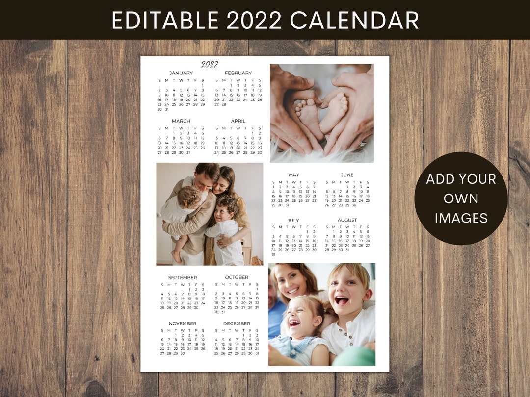 2022 Editable Photo Calendar Template, Minimalist Calendar, Printable ...