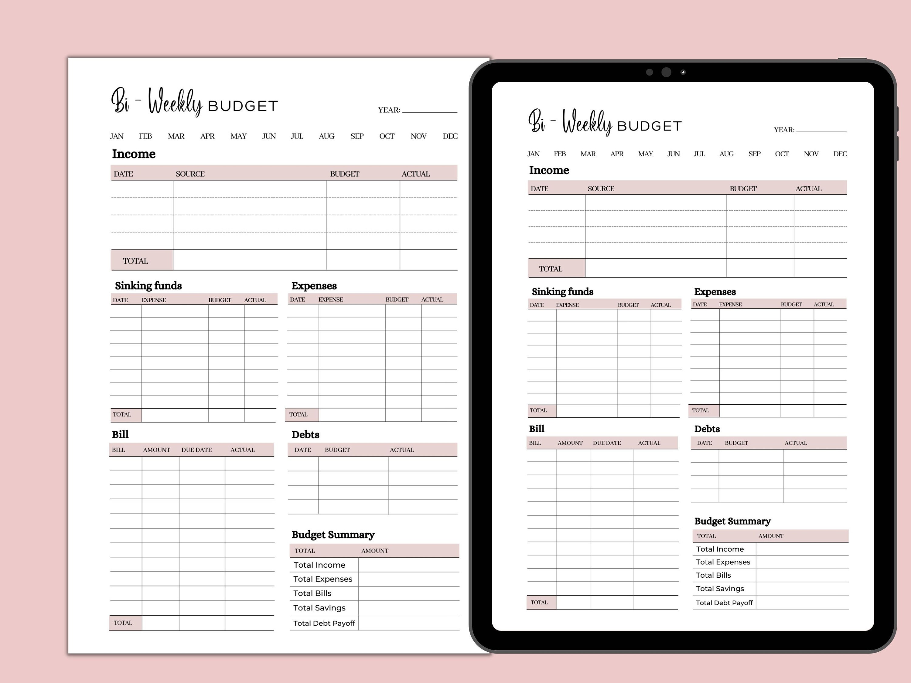 Bi-weekly Budget Planner, Digital, Printable, Goodnotes, Instant ...