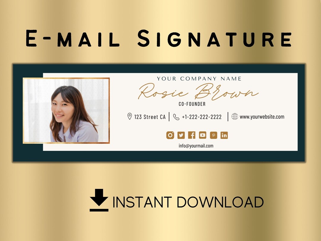 Email Signature Template, Gold Gmail Signature, Custom Electronic ...