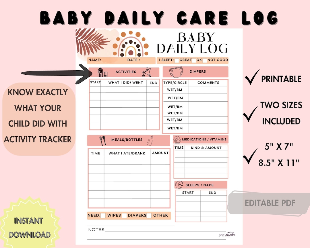 Baby Tracker, Baby Log, Newborn Tracker, Baby Log Tracker, Baby Daily ...