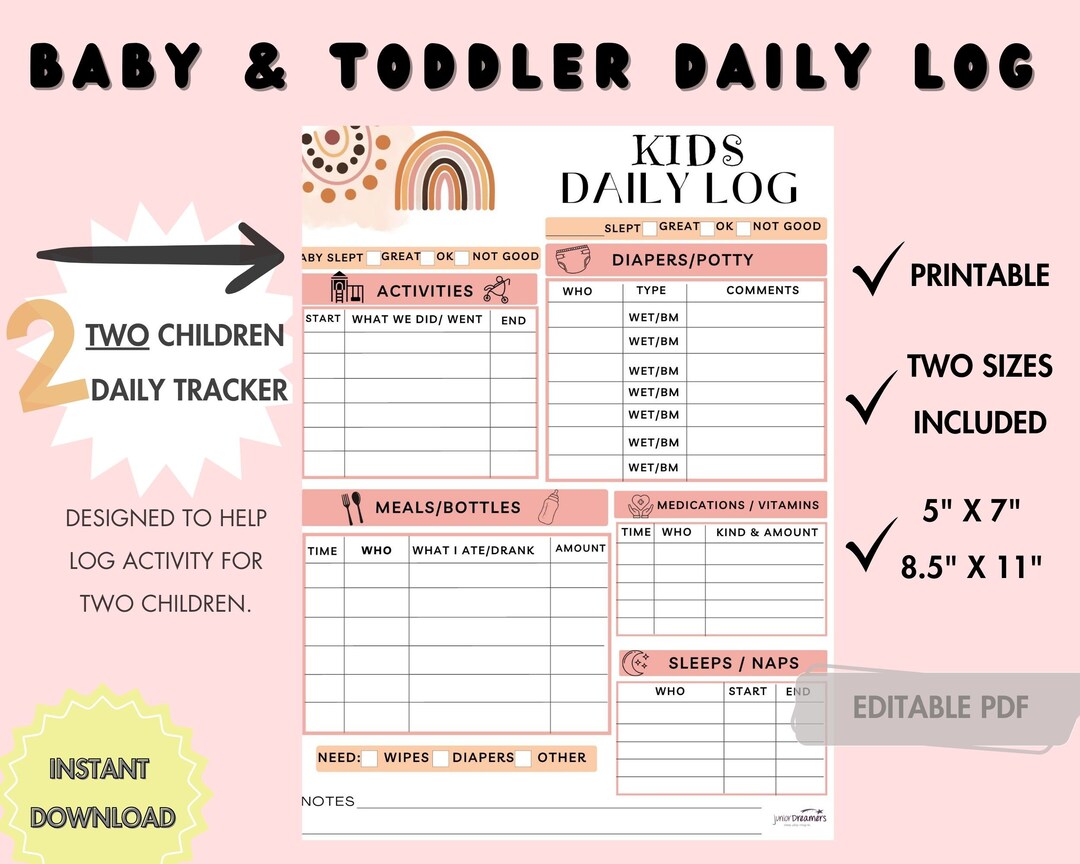 Baby Tracker, Baby Log, Baby Log for Two, Newborn Tracker, Baby Log ...