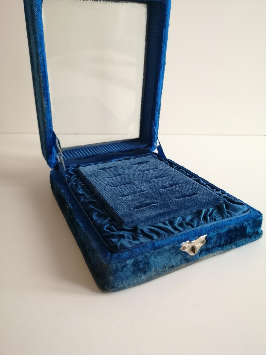 Antique Blue Velvet Box Converted Into a Ring Holder - Etsy