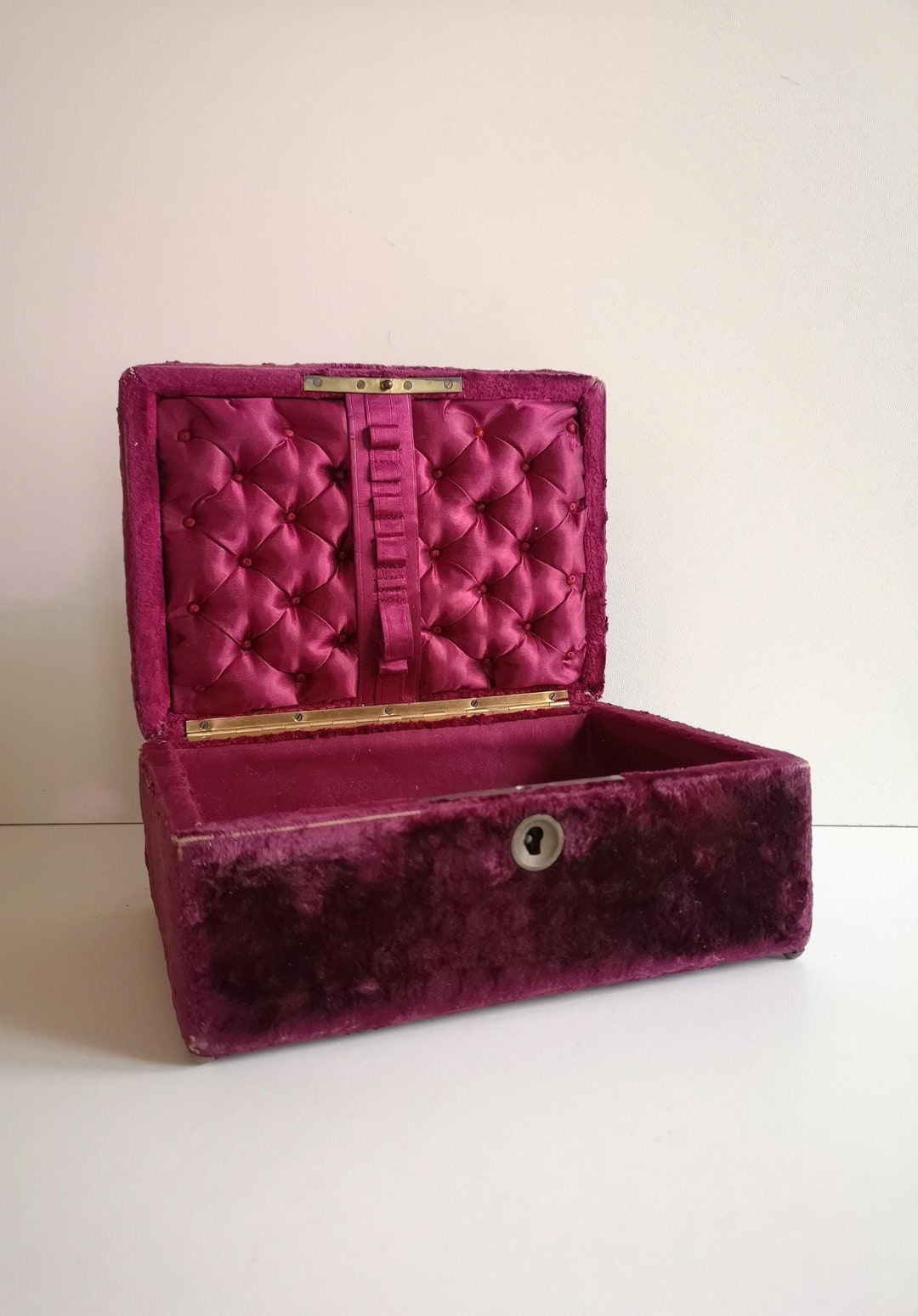 Antique Velvet Jewelry Box With Original Key - Etsy