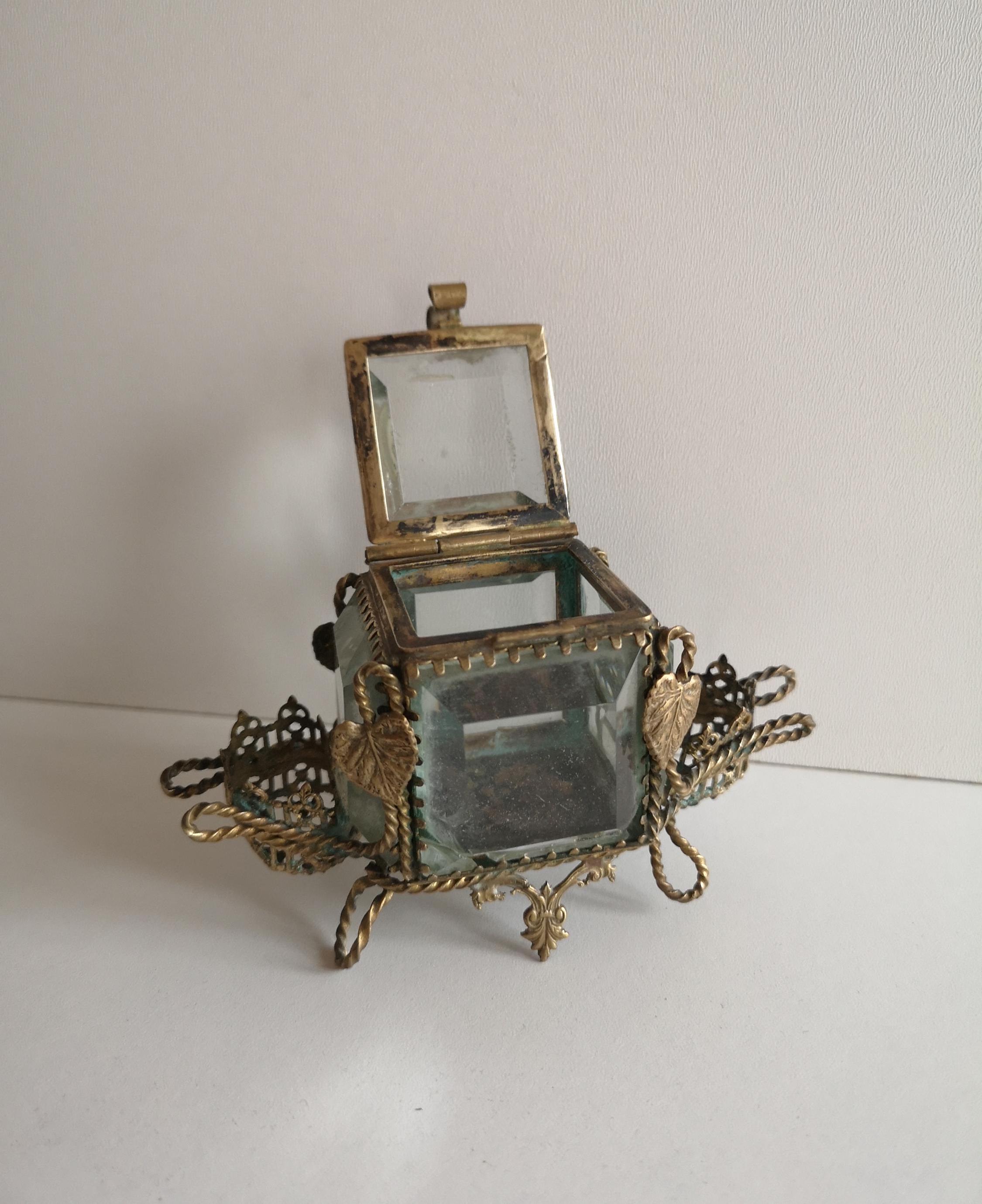 Antique French Cut Glass Jewelry Box - Etsy