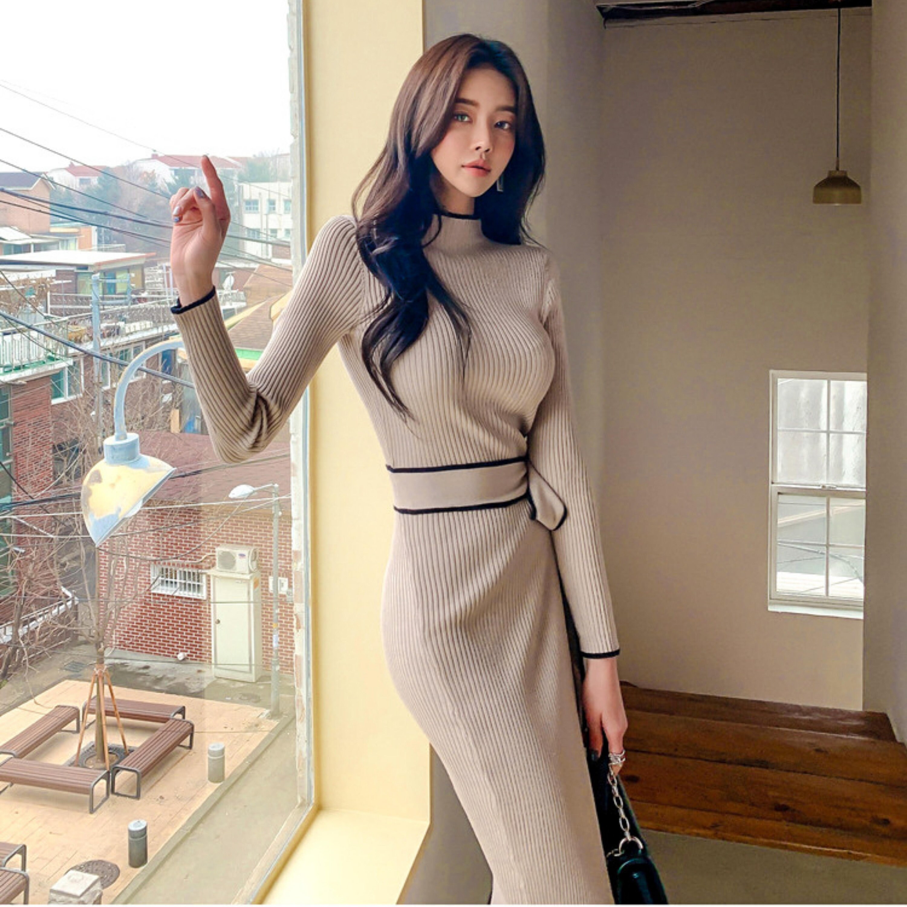EVERU Modern Office Attire Korean Maxi Dress Long Sleeve - Etsy