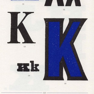 Letter K Type Specimen Offset Printing - Etsy
