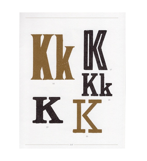 Letter K Type Specimen Offset Printing - Etsy
