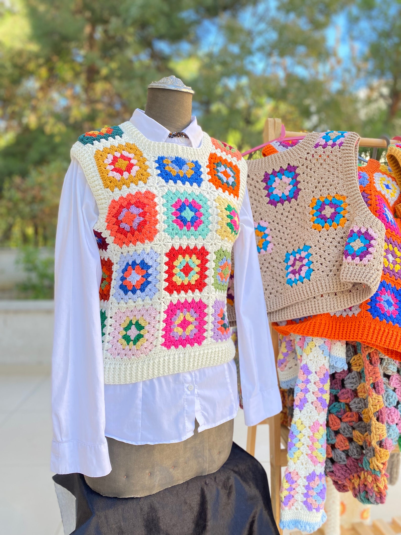 Patchwork Sweatergranny Square Sweater Granny Square Vest - Etsy