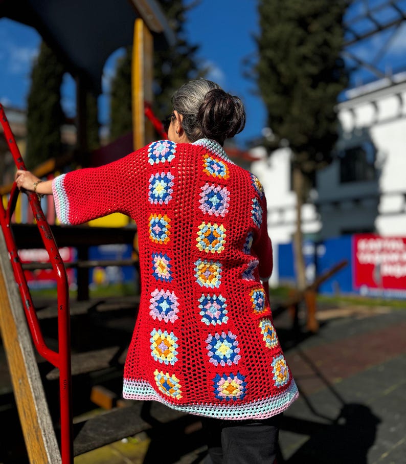 Crochet Cardigan, Gift for Birthday, Granny Square Sweater, Women's ...