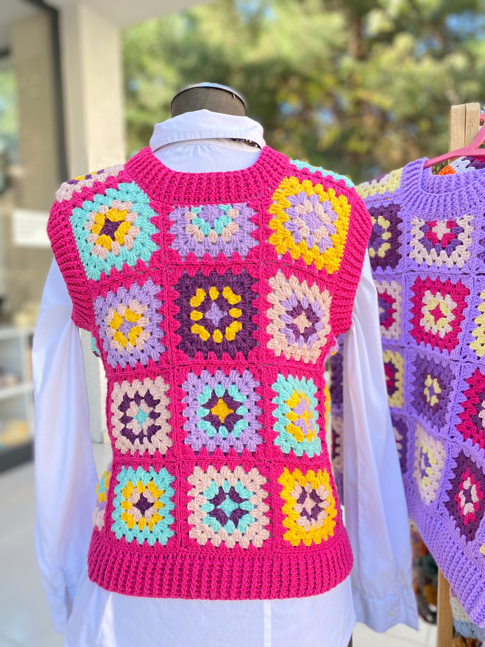Patchwork Sweatergranny Square Sweater Granny Square Vest - Etsy