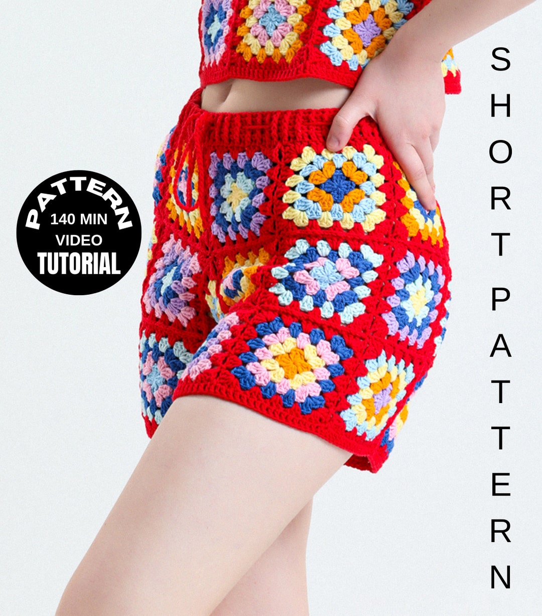 Crochet Granny Square Short Pattern, Sizes S-XL (PDF Pattern) - Etsy