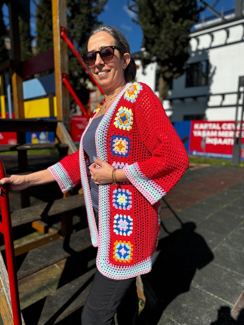 Crochet Cardigan, Gift for Birthday, Granny Square Sweater, Women's ...