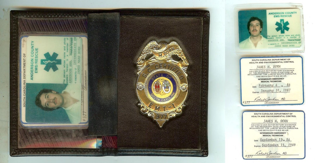 South Carolina EMT Badge Badge Case and 3 Ids - Etsy