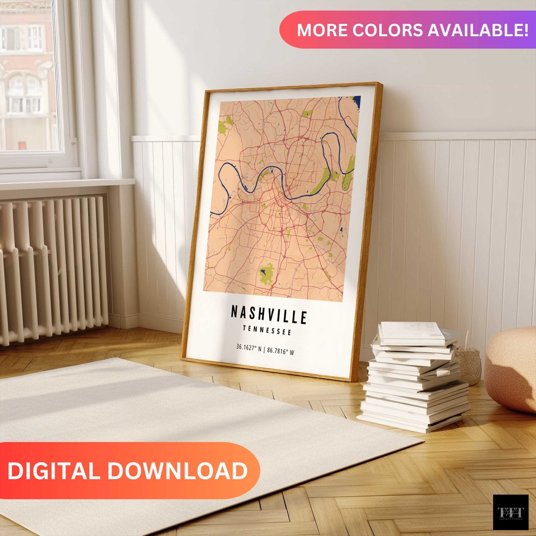 Nashville Map Poster, Tennessee Map Poster, Nashville Map, Nashville ...