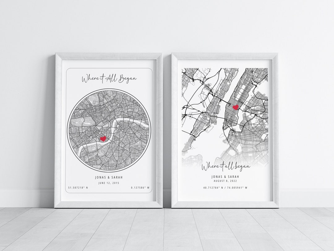 Mapa de la ciudad personalizado, mapa de coordenadas, impresión de la ...