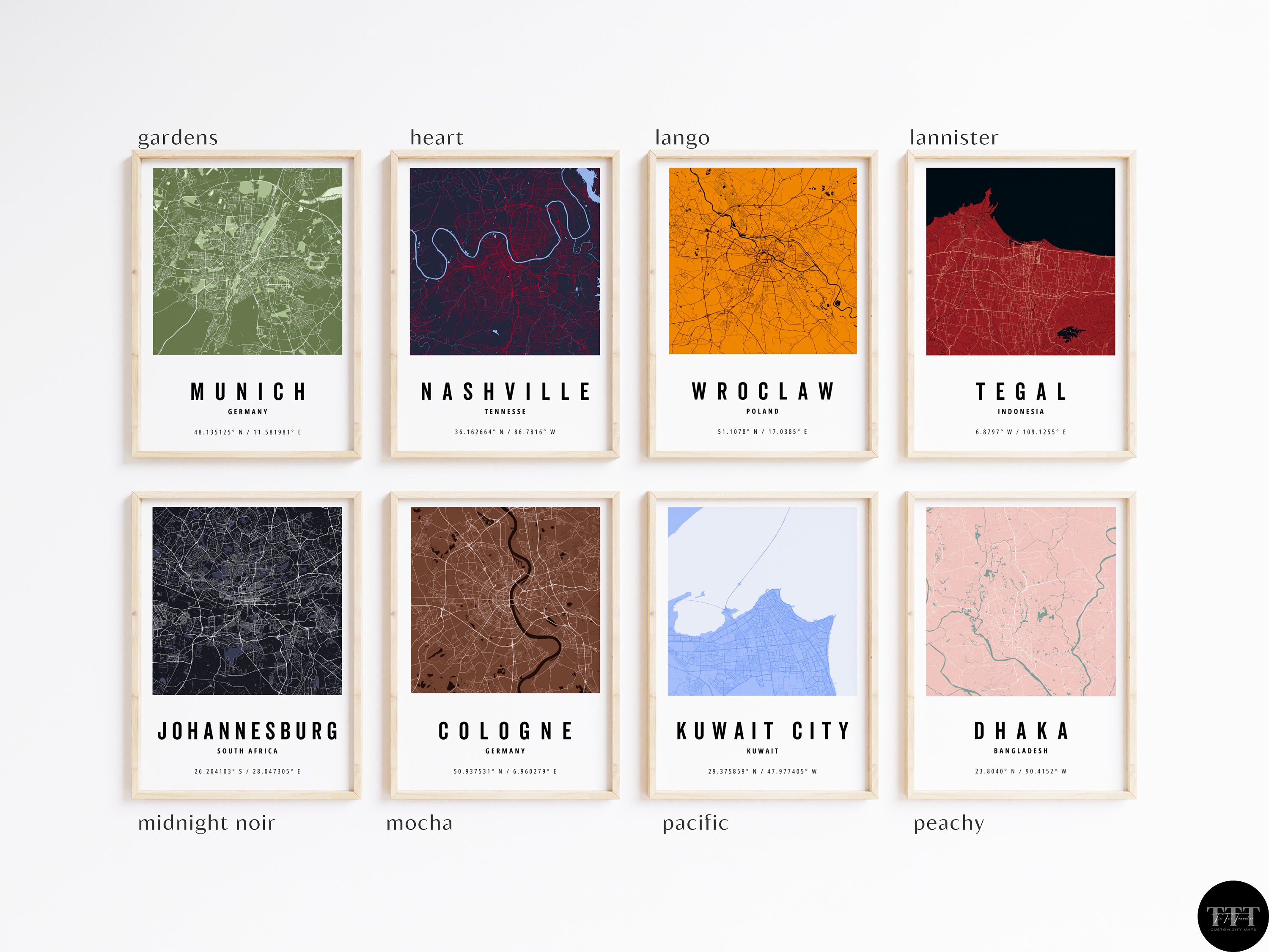 Set of 3 Decor, Custom City Map, Custom Locations, Minimalist Map ...