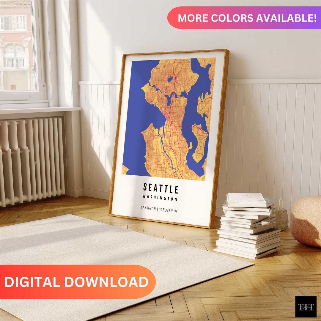 Seattle Map Poster, Washington Map Poster, Seattle Map, Seattle Wall ...