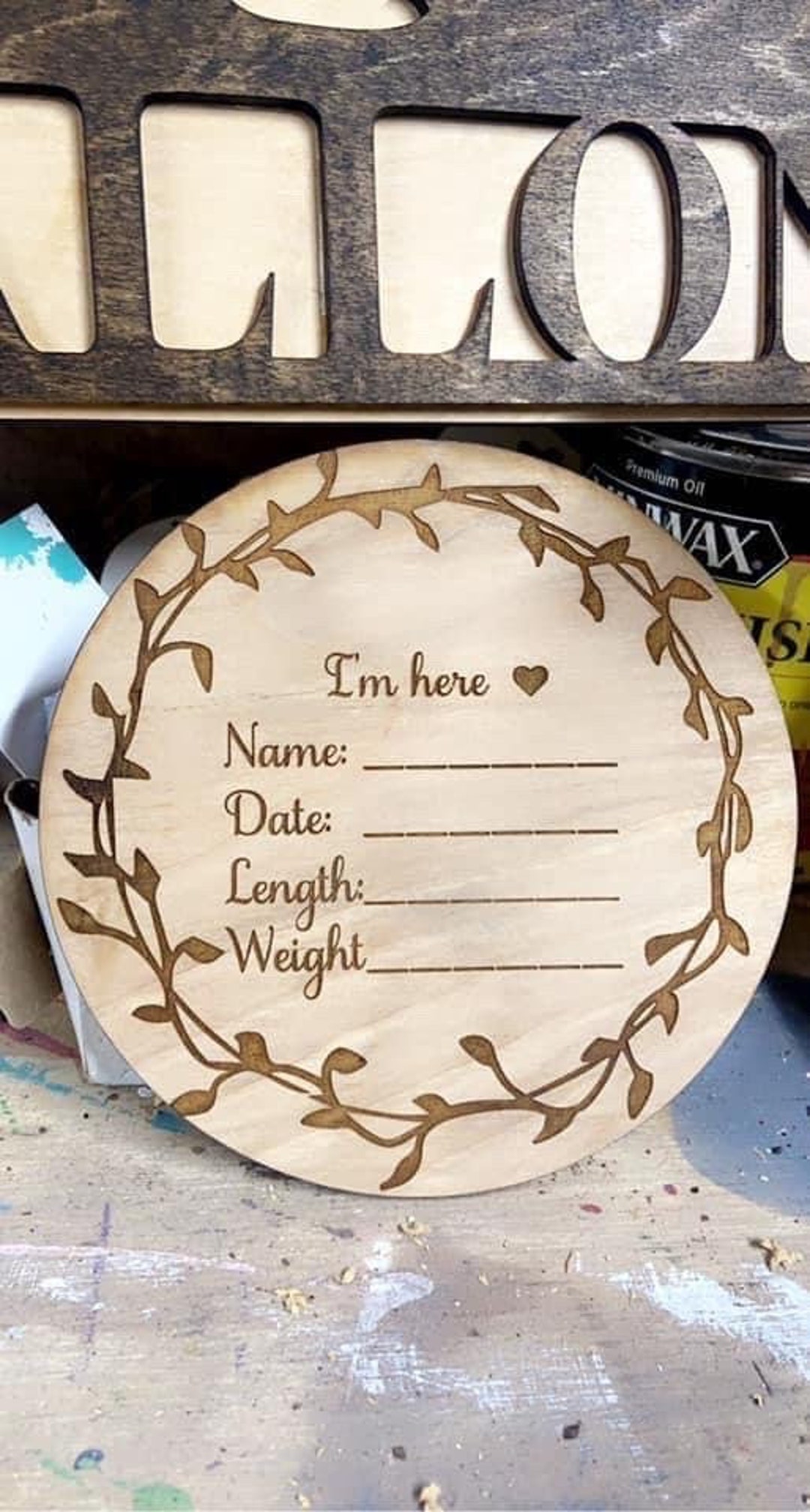 Baby Birth Announcement Hospital Round “i’m Here” - Etsy