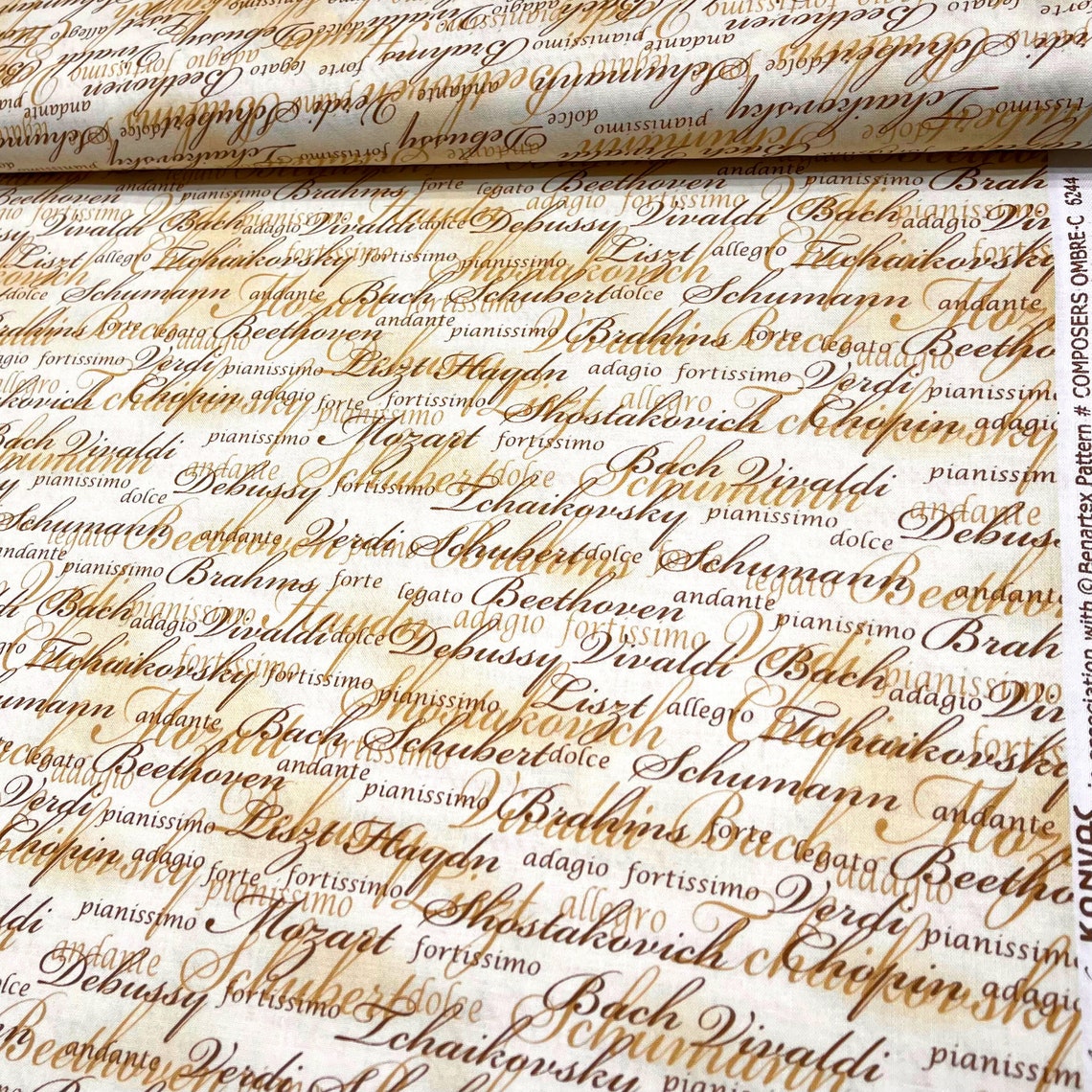 Concerto Musical fabric script writing Cotton Quilting - Etsy.de