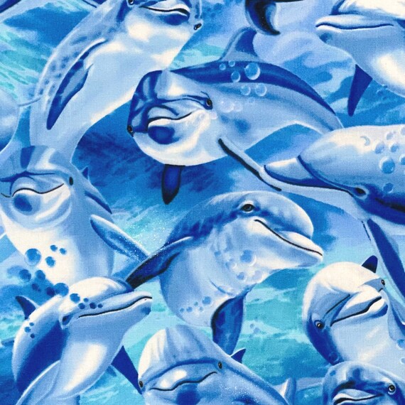 Dolphin Animal Fabric Marine Life Timeless Treasures Michael - Etsy