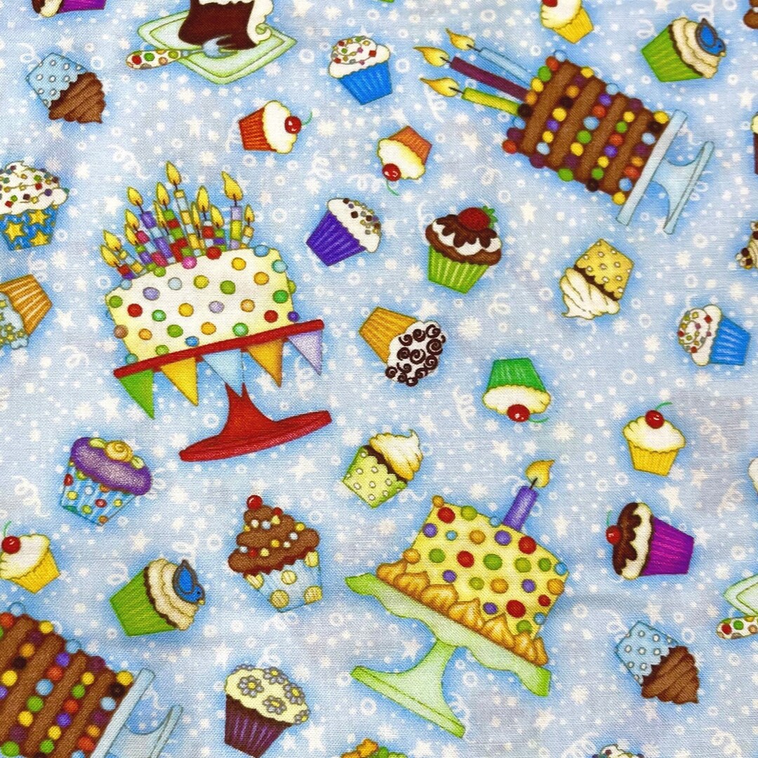 Cupcake Fabric, Lets Celebrate Fabric Cotton Quilting Celebrations ...