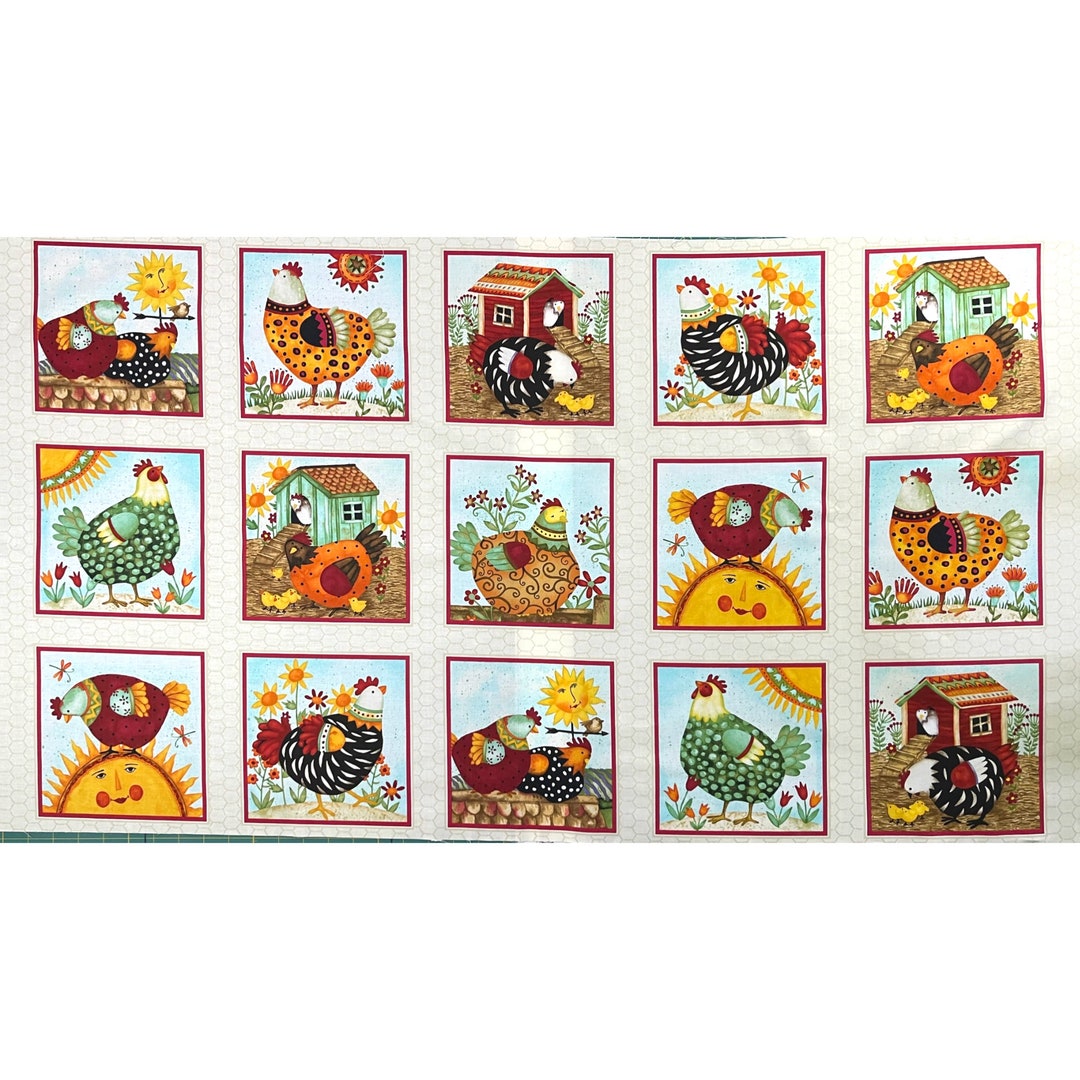 All Cooped up Country Fabric Panel by Debi Hron - Henry Glass HG6868.44 ...