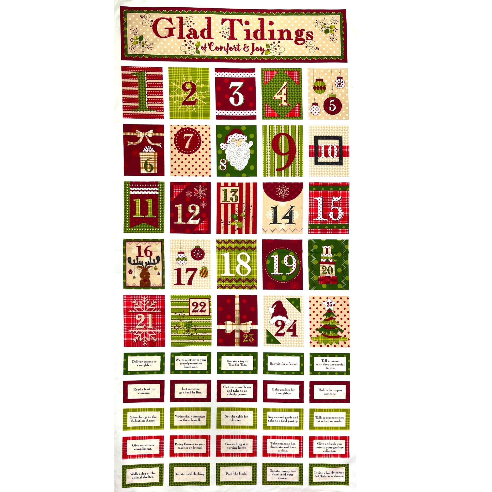 Glad Tidings, Advent Calendar, Christmas Cotton Quilting Fabric, Henry ...