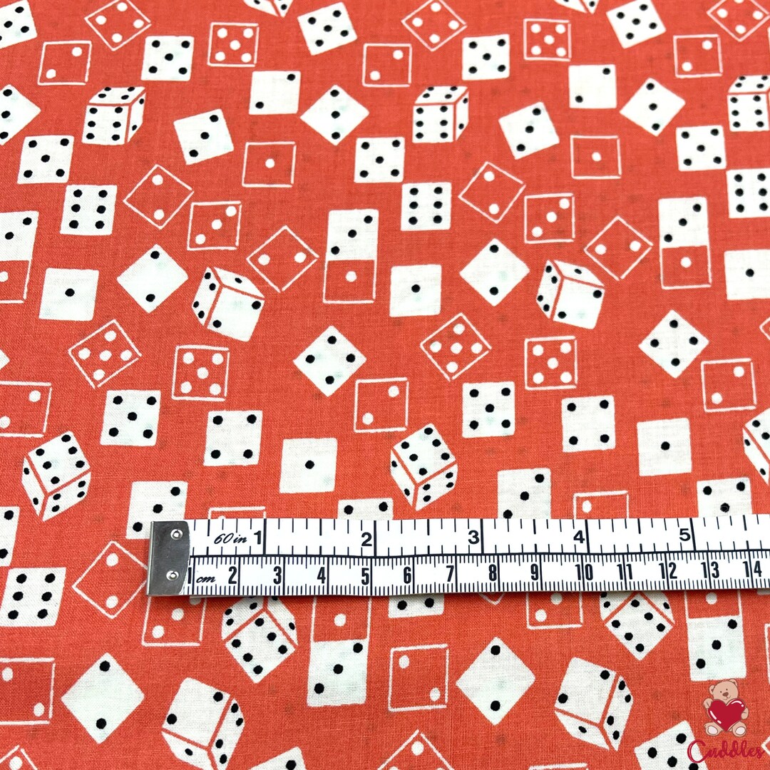 Roll the Dice Fabric, Dice, Gaming, Orange, Black White, Quilting ...