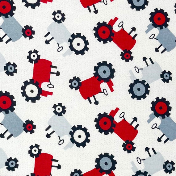 Tractors Country Foam Red Grey Fabric Quilting Dressmaking - Etsy