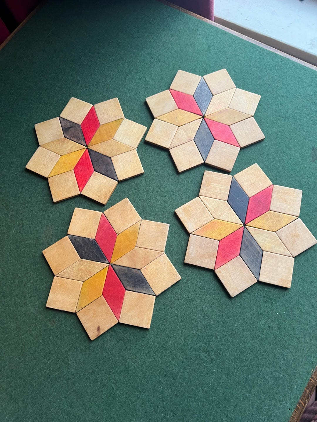 Vintage Trivet Table Mats. West German Mid Century Wooden Star Trivets ...