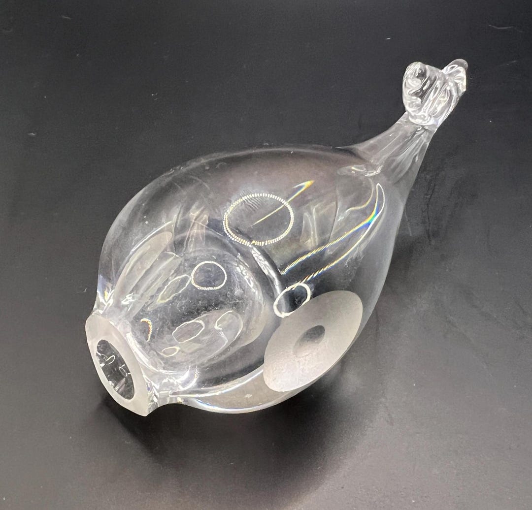 Hadeland Norway Whale Puffer Fish Clear Lead Crystal Paperweight ...