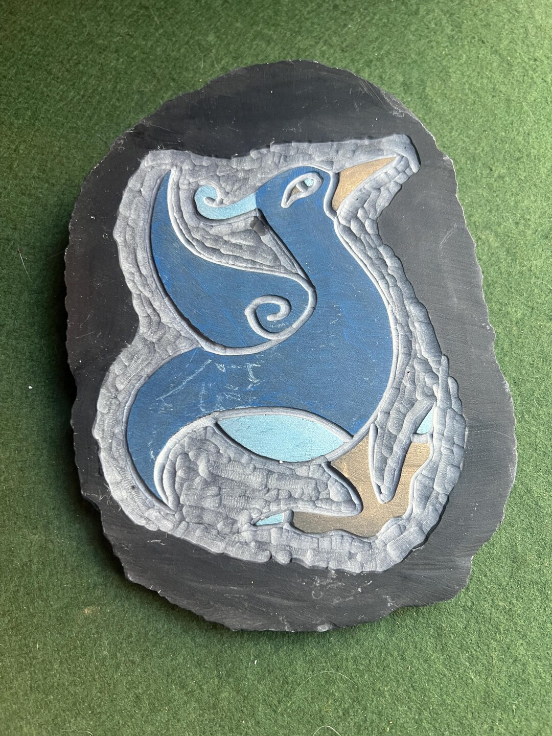 Stylised Bird Slate Carving Wall Decor. Reg Beach Greek Sculptor ...