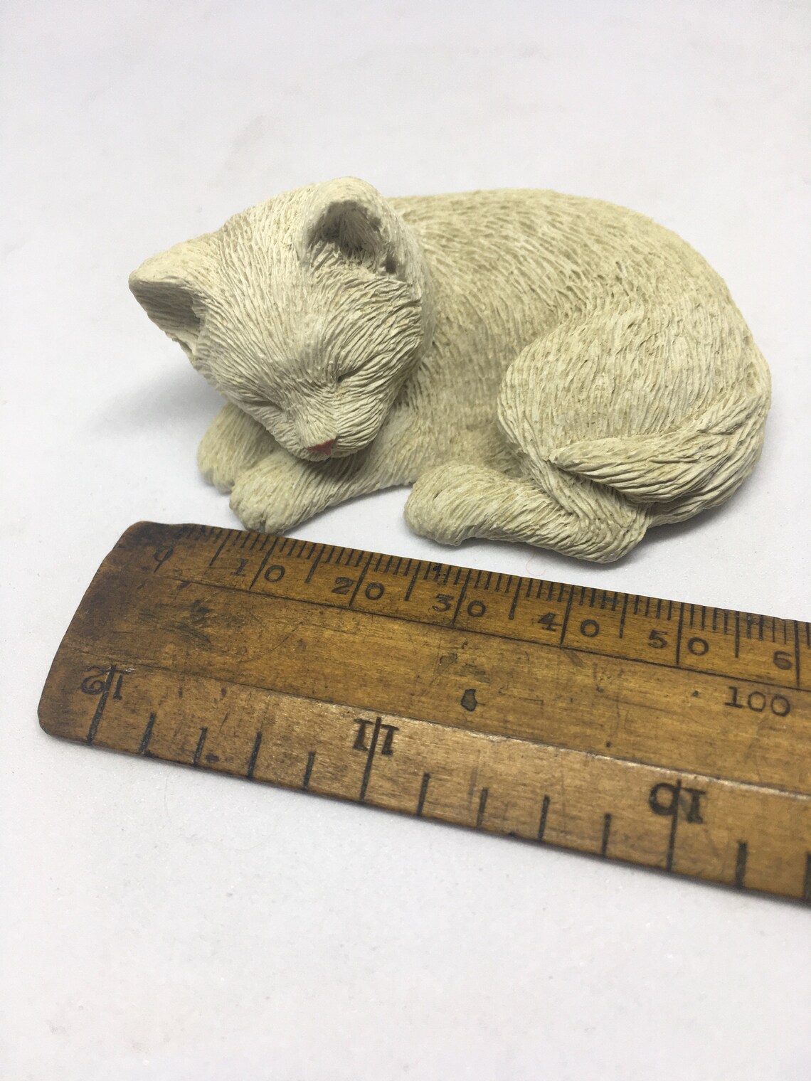 Vintage Curled Sleeping Kitten Figurine. Sandicast Cat Figurine. With ...