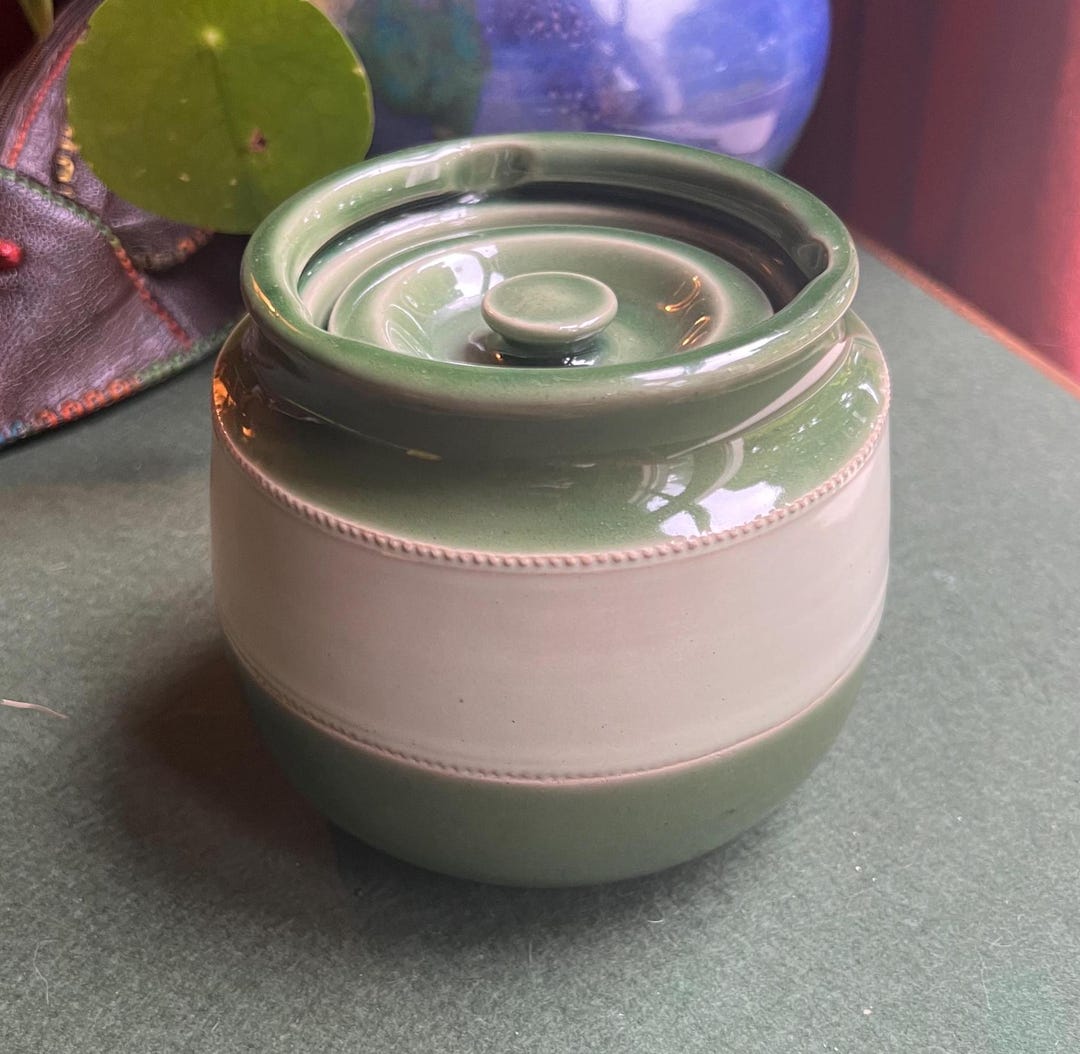 Vintage Antique Tobacco Jar Storage Pot Humidor. Stamped Aonian Pottery ...