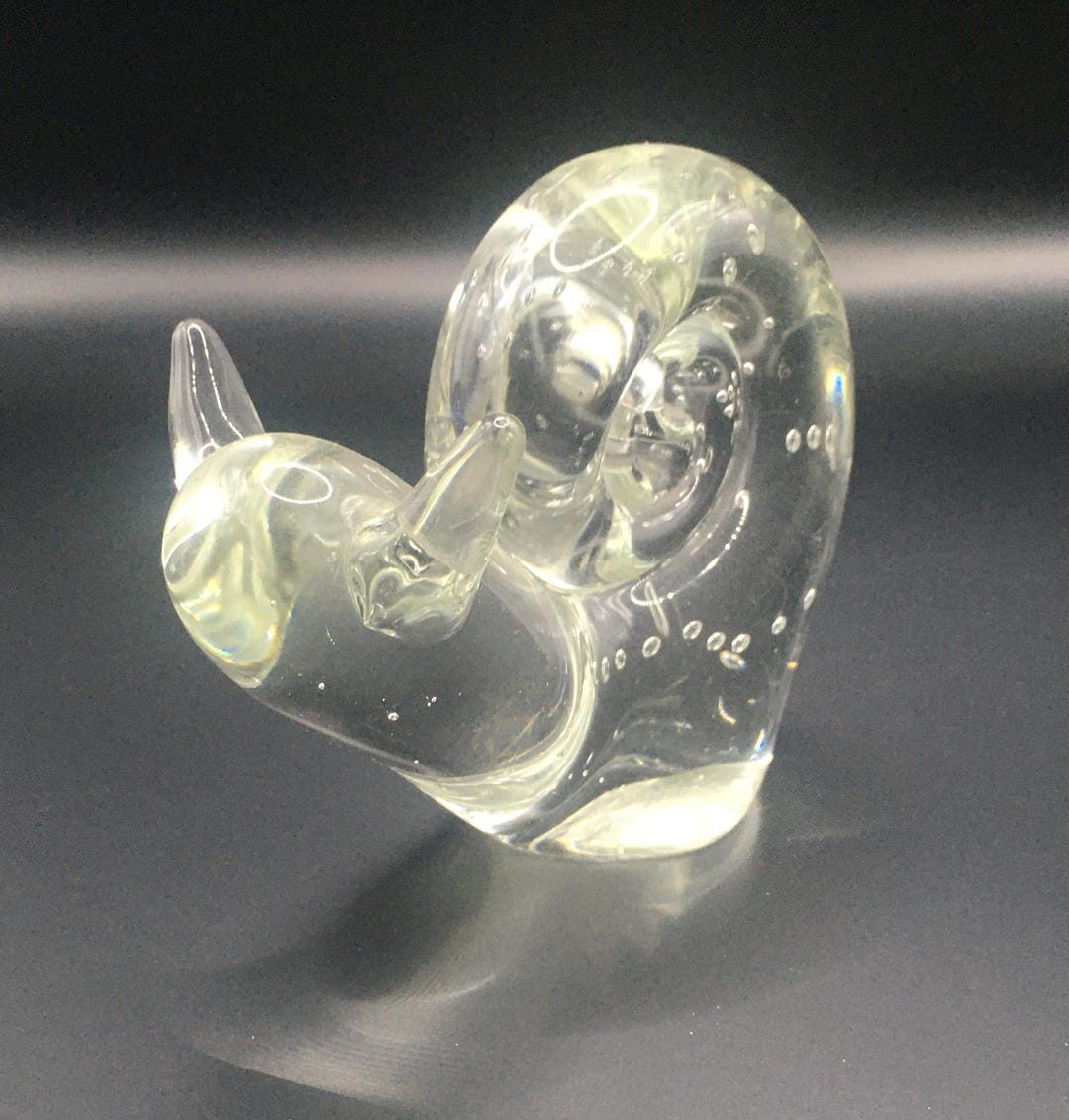 Art Glass Snail Paperweight Figurine . Cute Clear Glass Snail With ...