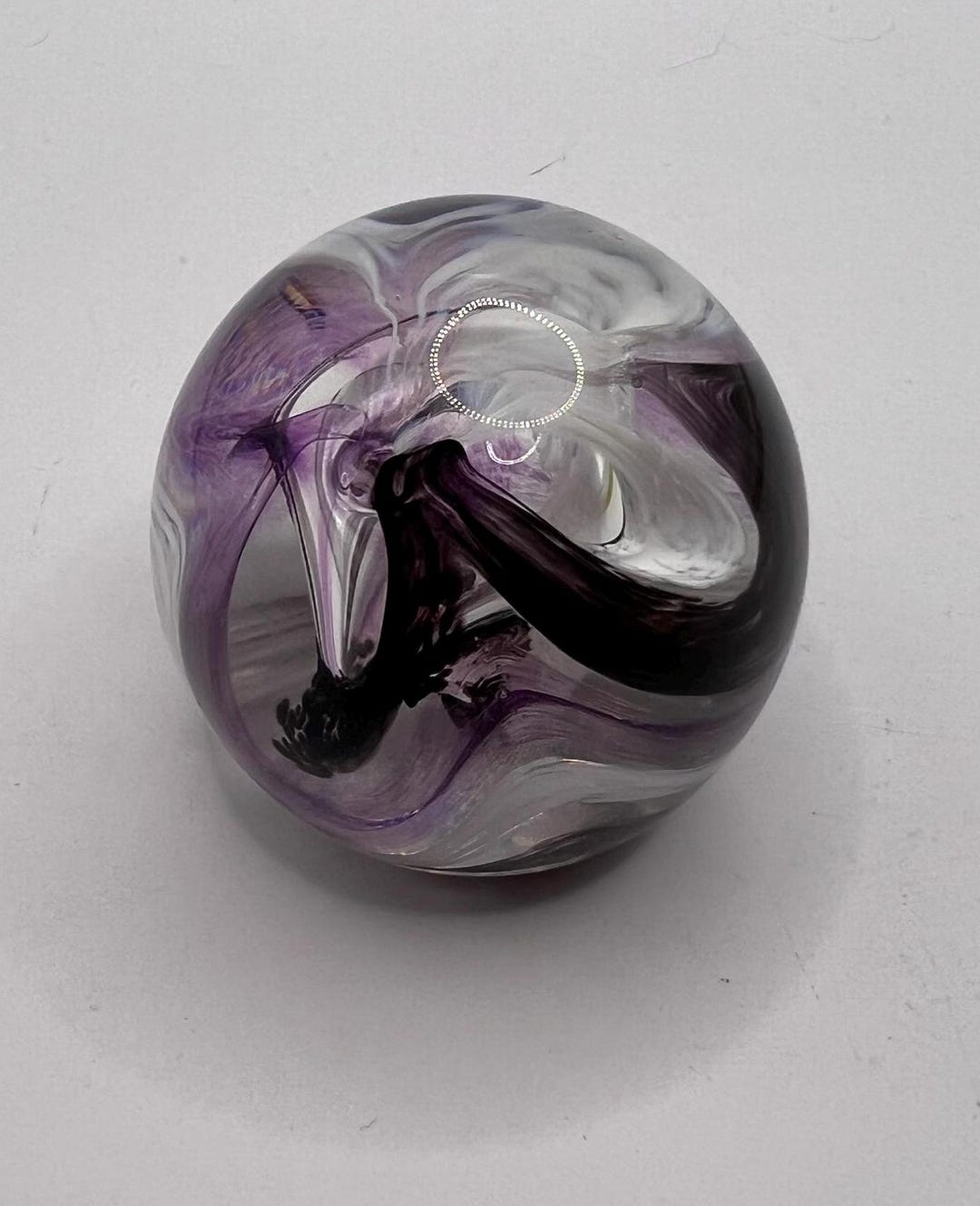 Art Glass Paperweight Purple and White Swirl in Clear Glass Caithness ...