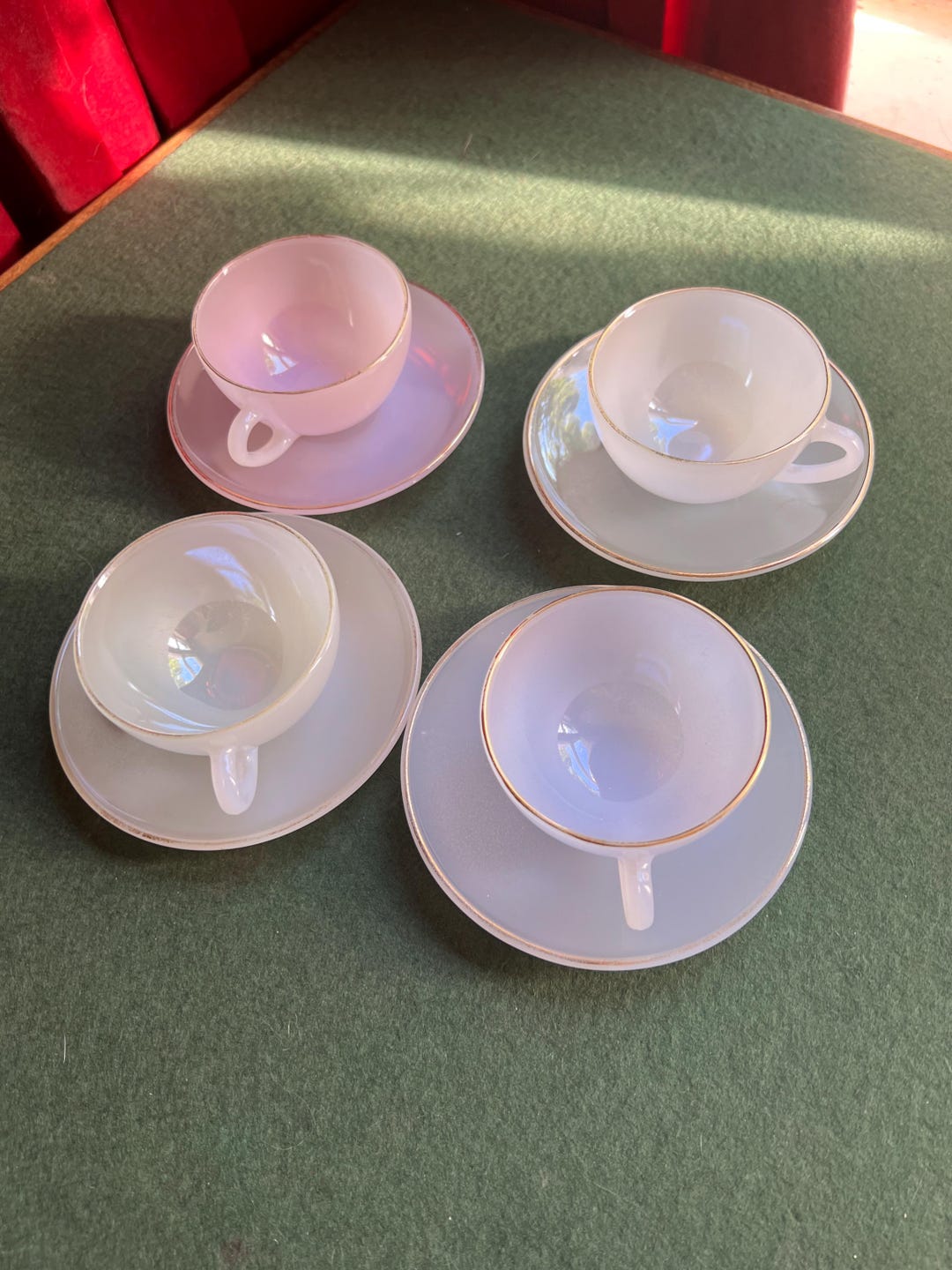 Vintage Arcopal Harlequin "opale" Pastel Tea Coffee Cups and Saucers ...