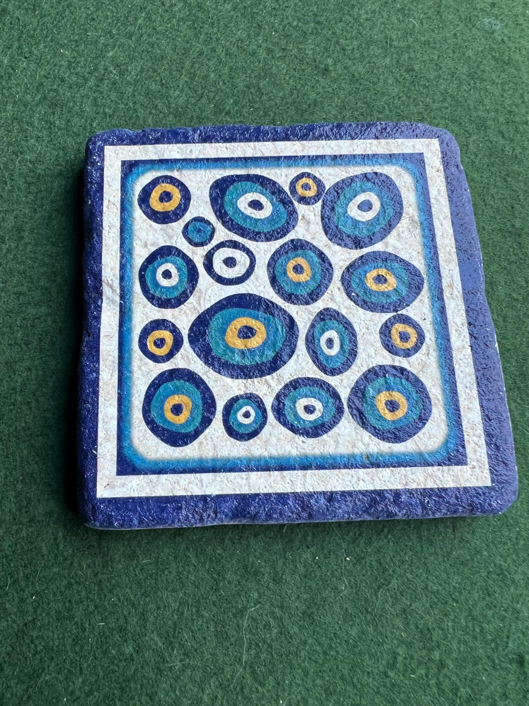 Evil Eye Tile Ceramic Chalkware Wall Decor Tile. Turkish Protective ...