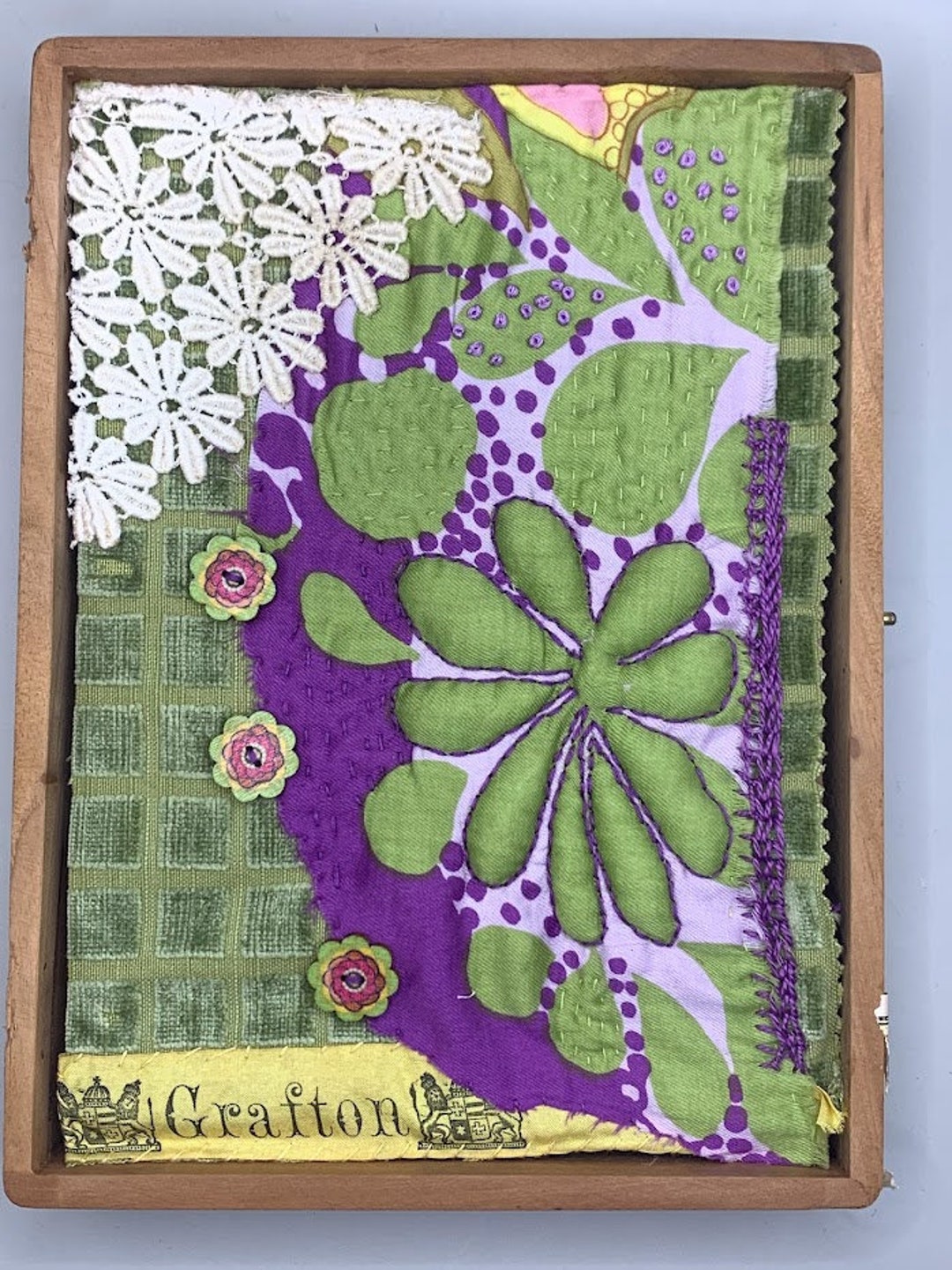 Purple Puffy Flower Fabric Collage - Etsy