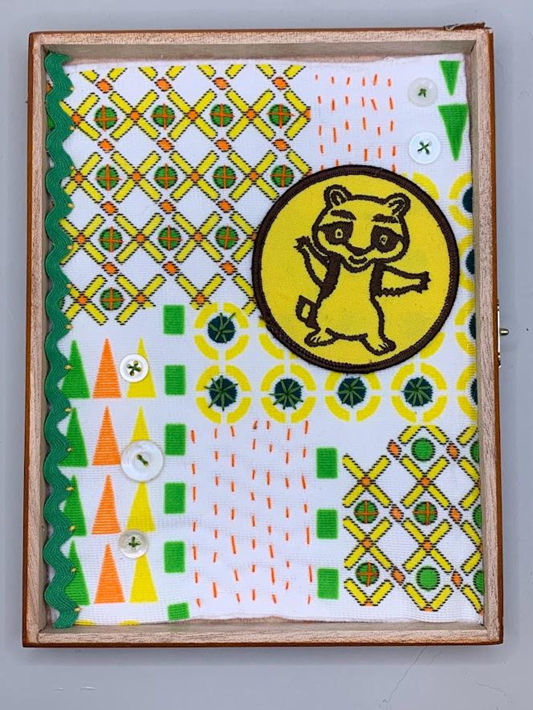 Raccoon Patch - Fabric Collage - Etsy