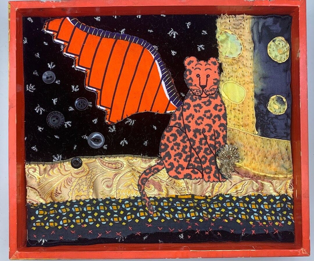 Winged Cheetah Fabric Collage - Etsy